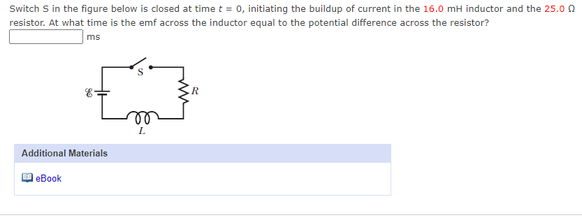 Solved Switch S in the figure below is closed at time t = 0, | Chegg.com Solved Switch S in the figure below is closed at time t = 0, | Chegg.com