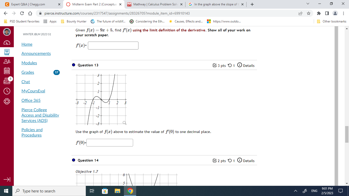 Solved Given f(x)=9x+5, find f′(x) using the limit | Chegg.com