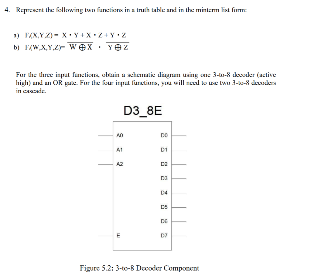 Solved 4. Represent the following two functions in a truth | Chegg.com