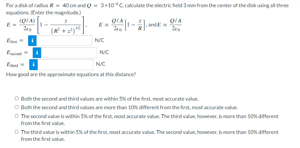 Solved For a disk of radius R=40 cm and Q=3×10−6C, calculate | Chegg.com