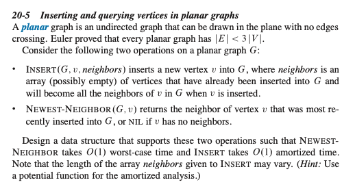 Solved 20-5 Inserting and querying vertices in planar graphs | Chegg.com