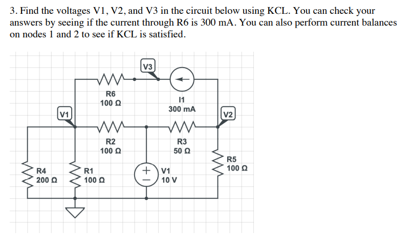Solved 3. Find the voltages V1, V2, and V3 in the circuit | Chegg.com