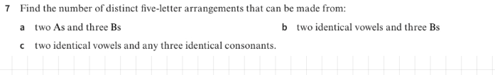 Solved 7 Find the number of distinct five-letter | Chegg.com