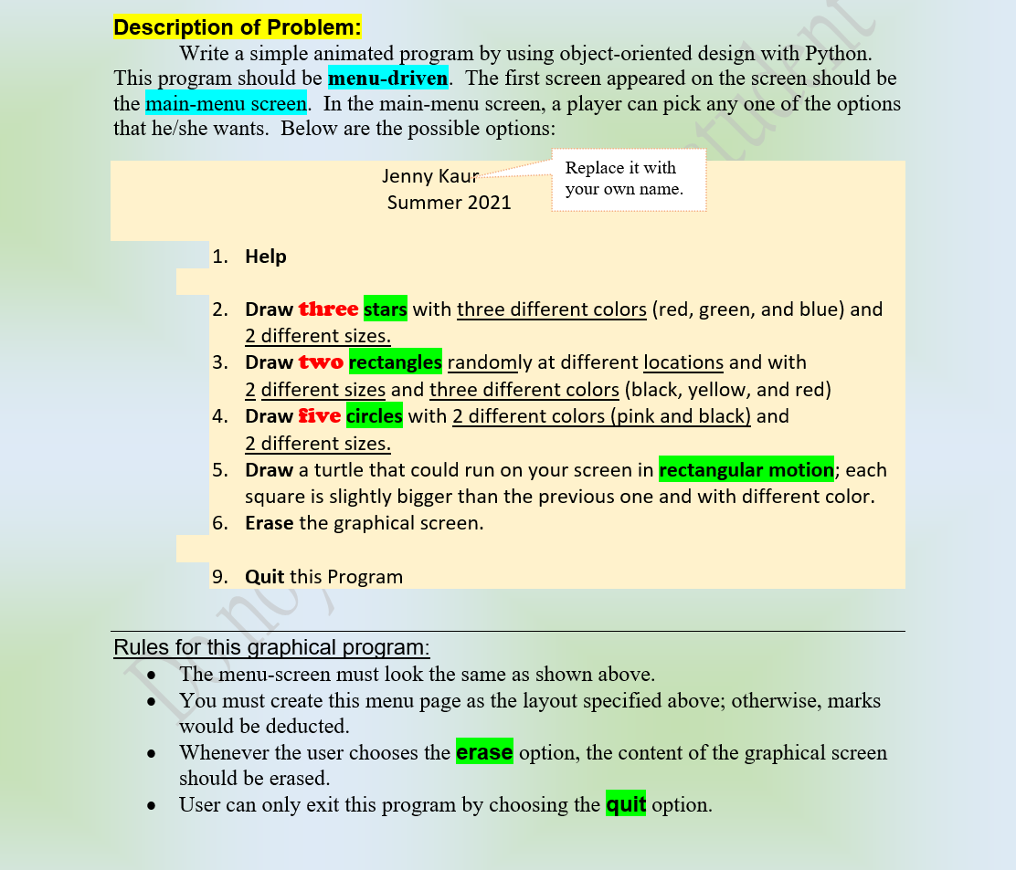 Solved In Python, please don't forget to provide an | Chegg.com