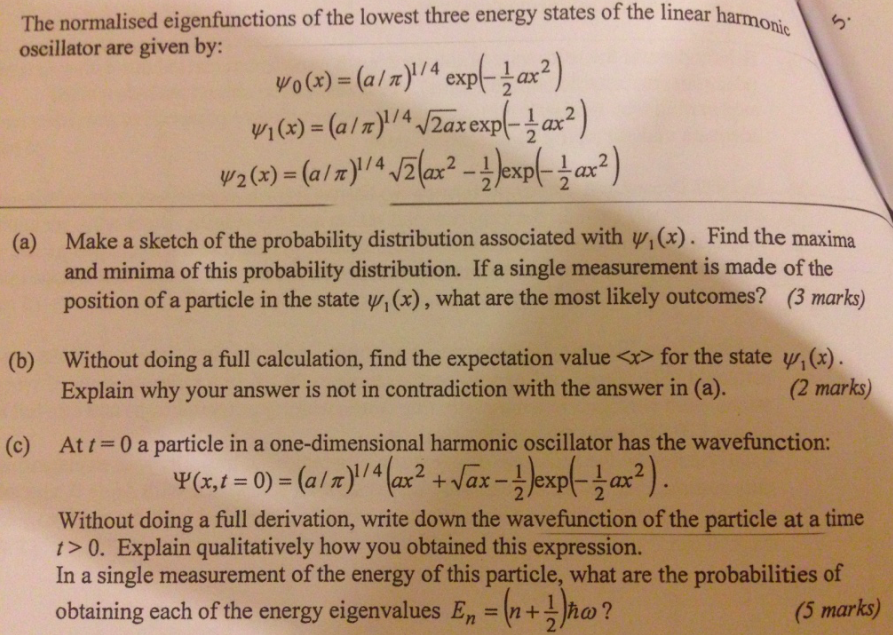 Solved The normalised eigenfunctions of the lowest three | Chegg.com