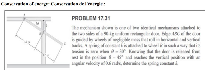Solved Conservation of energy: Conservation de l'énergie : | Chegg.com
