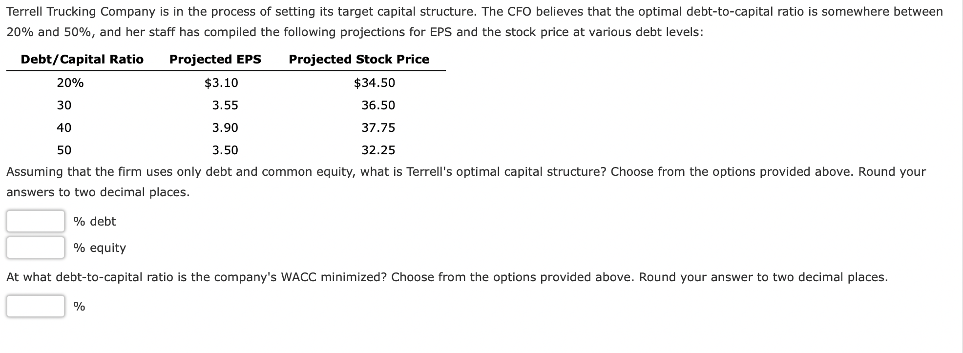 Solved Terrell Trucking Company is in the process of setting | Chegg.com