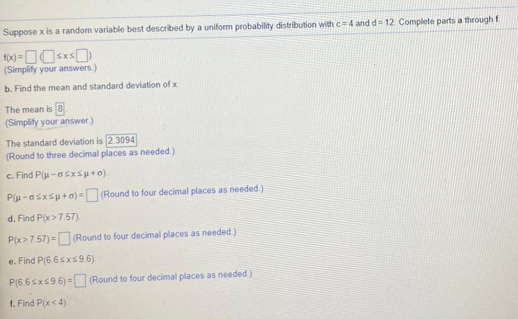 Solved Suppose x is a random variable best described by a | Chegg.com