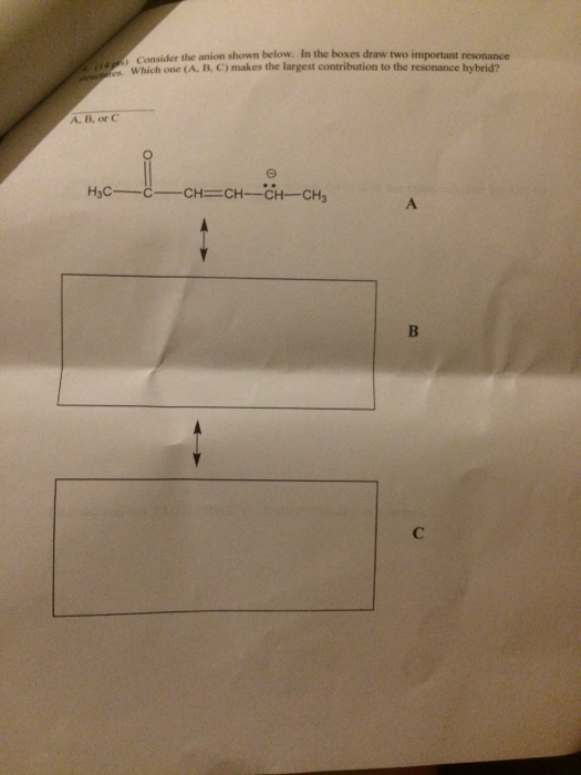Solved Consider the anion shown below. In the boxes draw two | Chegg.com
