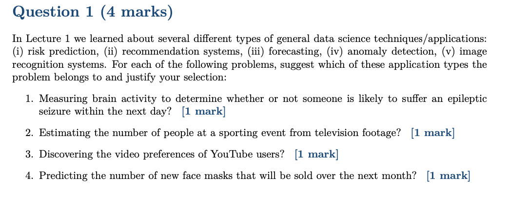 Solved Question 1 4 Marks In Lecture 1 We Learned About 