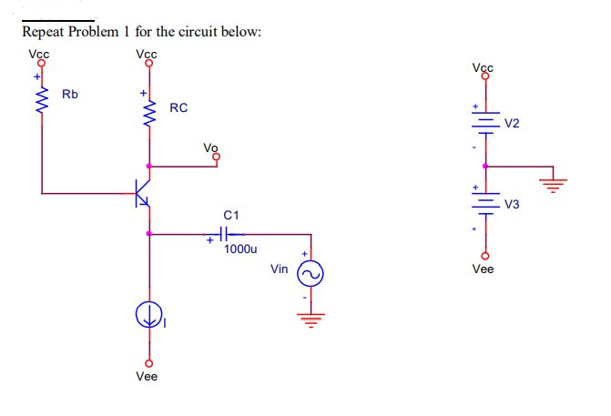 Solved Problem 1: Vcc c Vcc RC W V2 VO V3 V1 DC = 3 C1 HH | Chegg.com