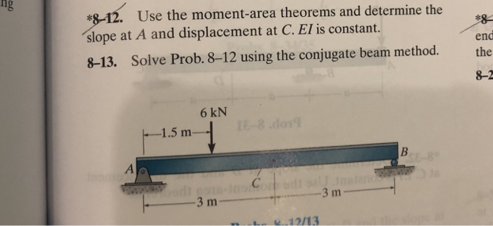 Solved 8-12 use the moment-area theorems and determine the | Chegg.com