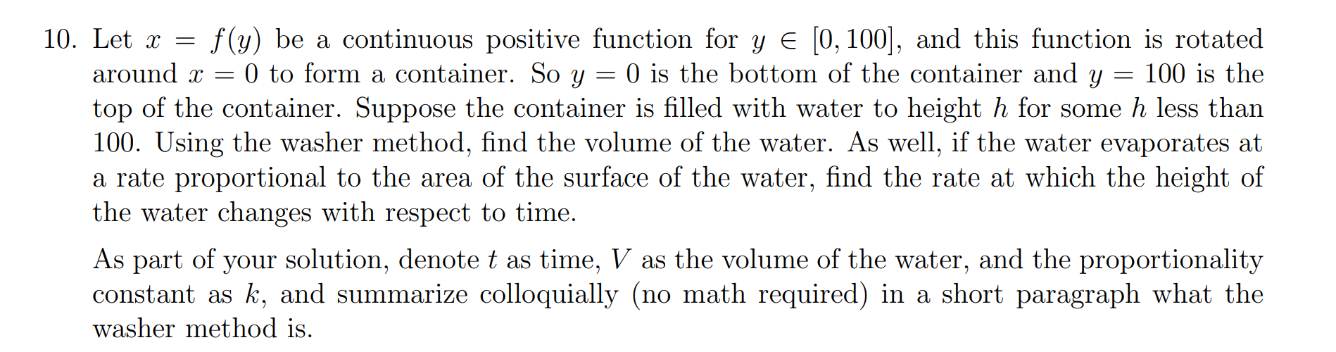 Solved 10. Let r = f(y) be a continuous positive function | Chegg.com