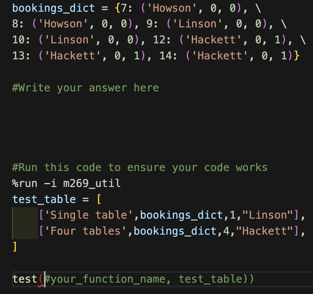 Solved #### Q2(e) *bookings_dict* is a dictionary exported | Chegg.com