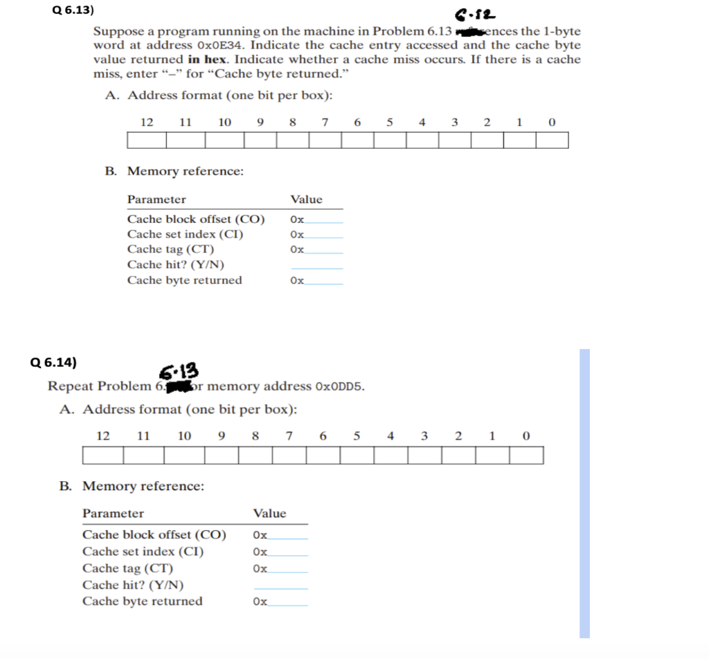 Solved Q 6.13) C.12 Suppose a program running on the machine | Chegg.com