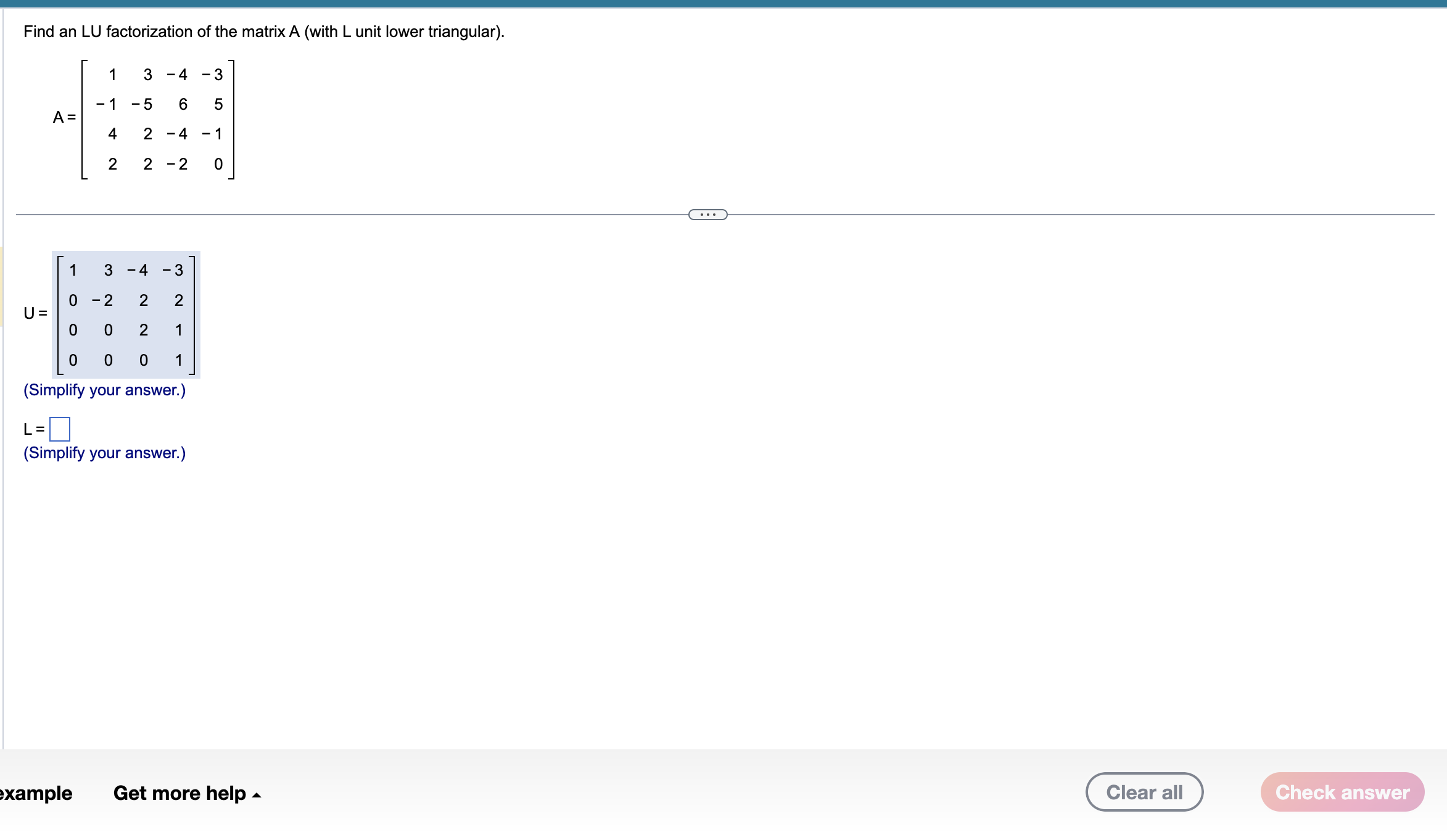 Solved Find An Lu Factorization Of The Matrix A With L