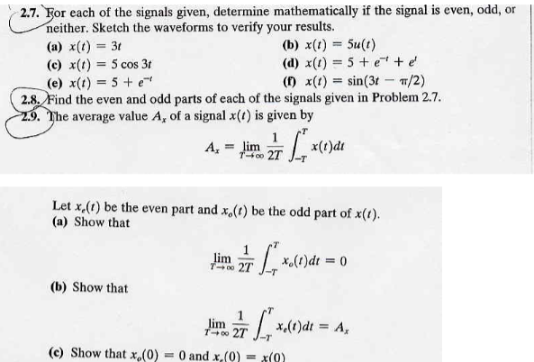Solved 2.12. Prove mathematically that the signals given are | Chegg.com