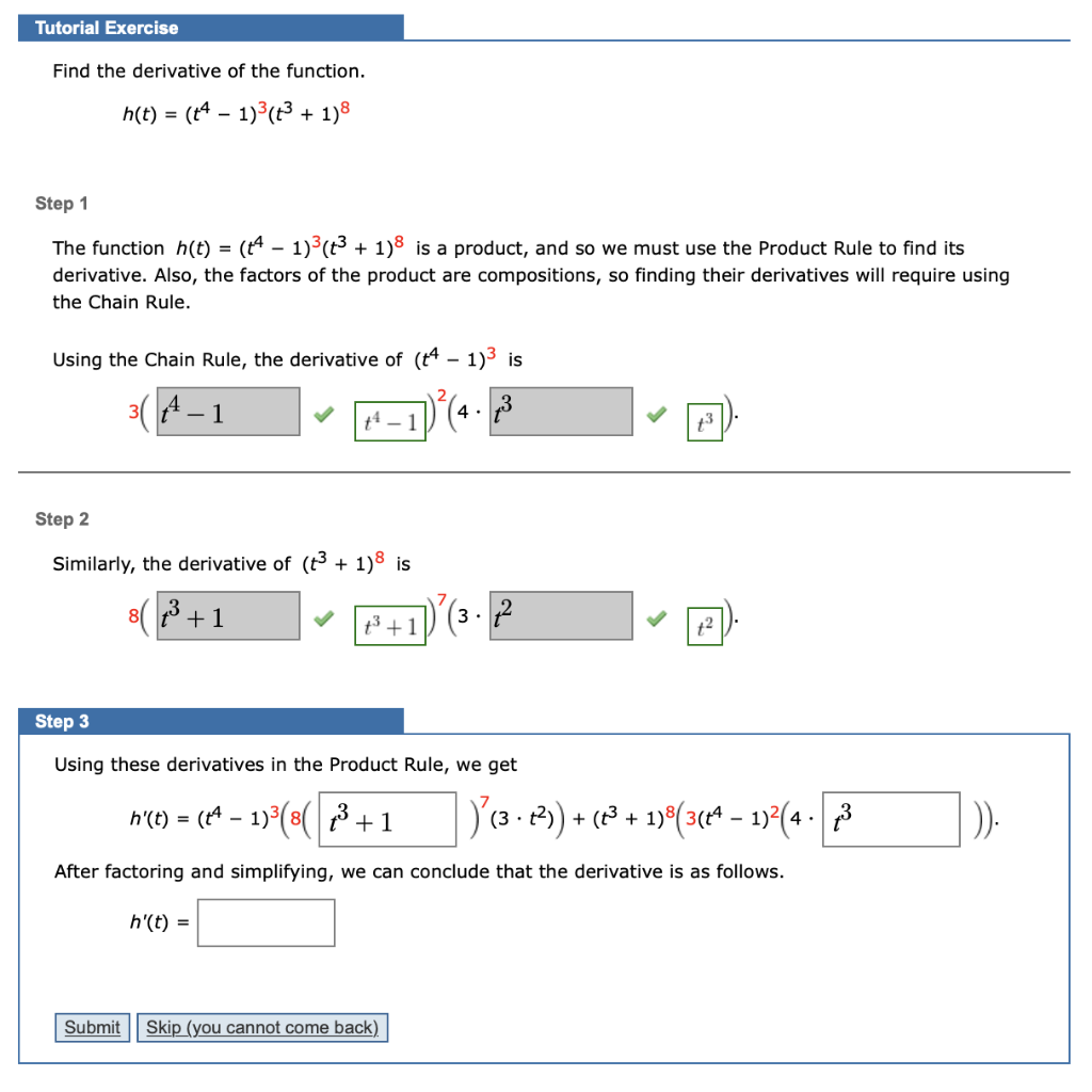 Solved Tutorial Exercise Find the derivative of the | Chegg.com