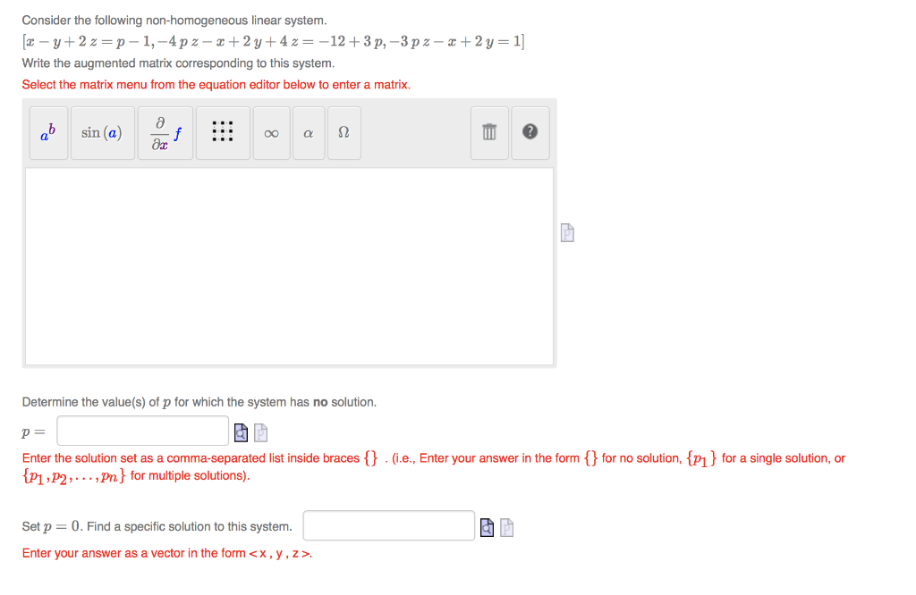 Solved Consider the following non-homogeneous linear system. | Chegg.com