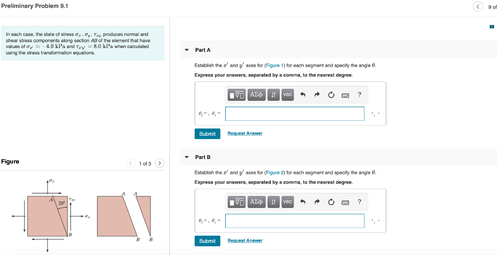 Solved Preliminary Problem 9.1 90 In each case, the state of | Chegg.com