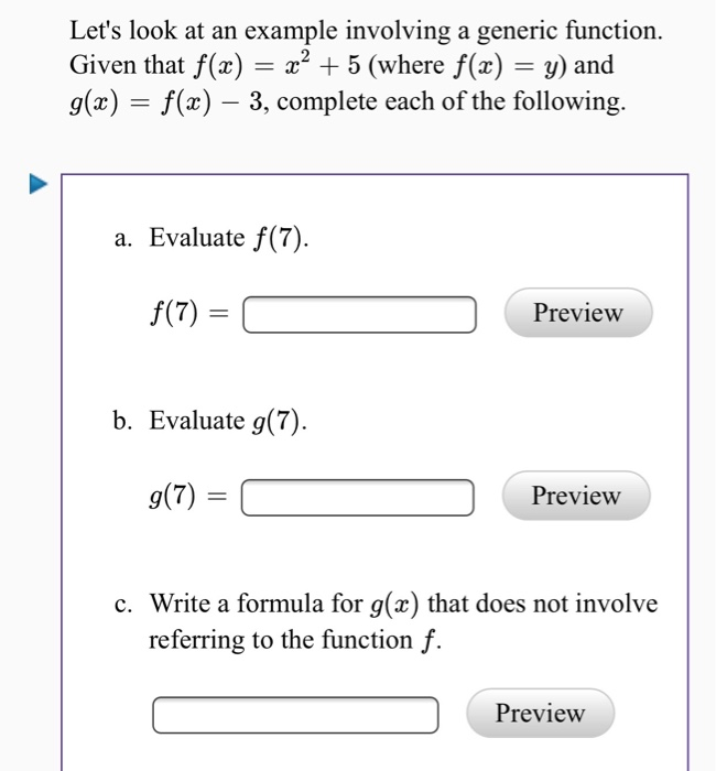 Solved Let's look at an example involving a generic function | Chegg.com