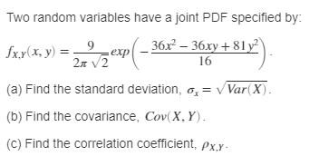 Solved Two random variables have a joint PDF specified by: | Chegg.com
