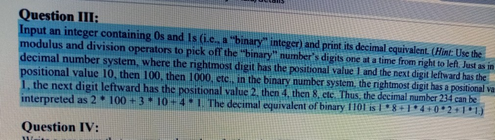Solved Input An Integer Containing 0s And 1s Ie A 