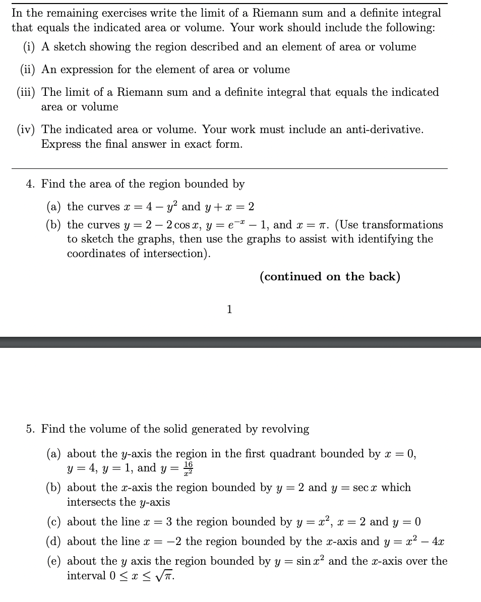 Solved In the remaining exercises write the limit of a | Chegg.com