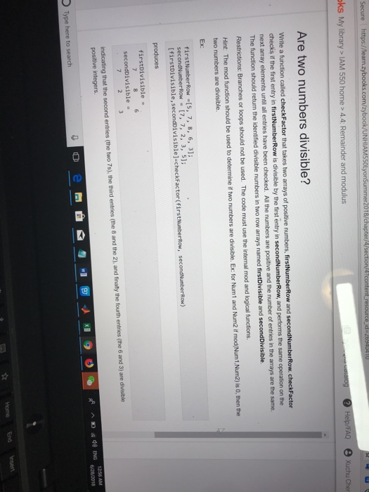 Solved er201 ks My library >IAM 550 home> 4.4: Remainder and | Chegg.com