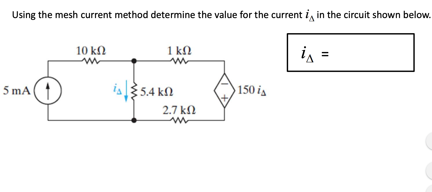 Solved Using the mesh current method determine the value for | Chegg.com