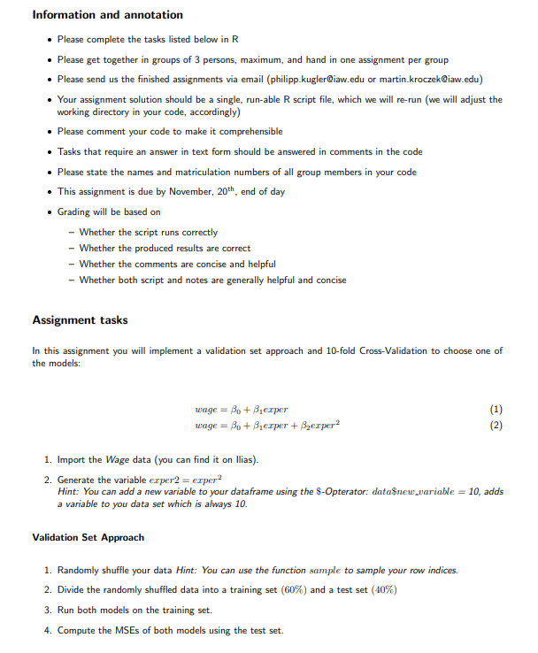 Solved Information and annotation - Please complete the | Chegg.com