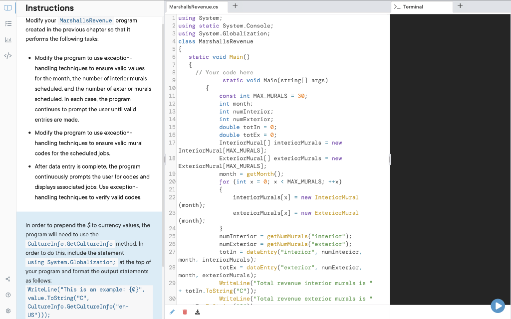 Modify your MarshallsRevenue program created in | Chegg.com