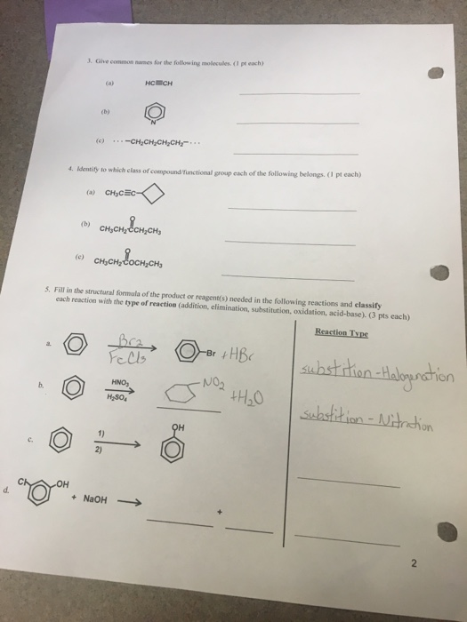 Solved 1. Give the IUPAC name for the following. (2 pts | Chegg.com