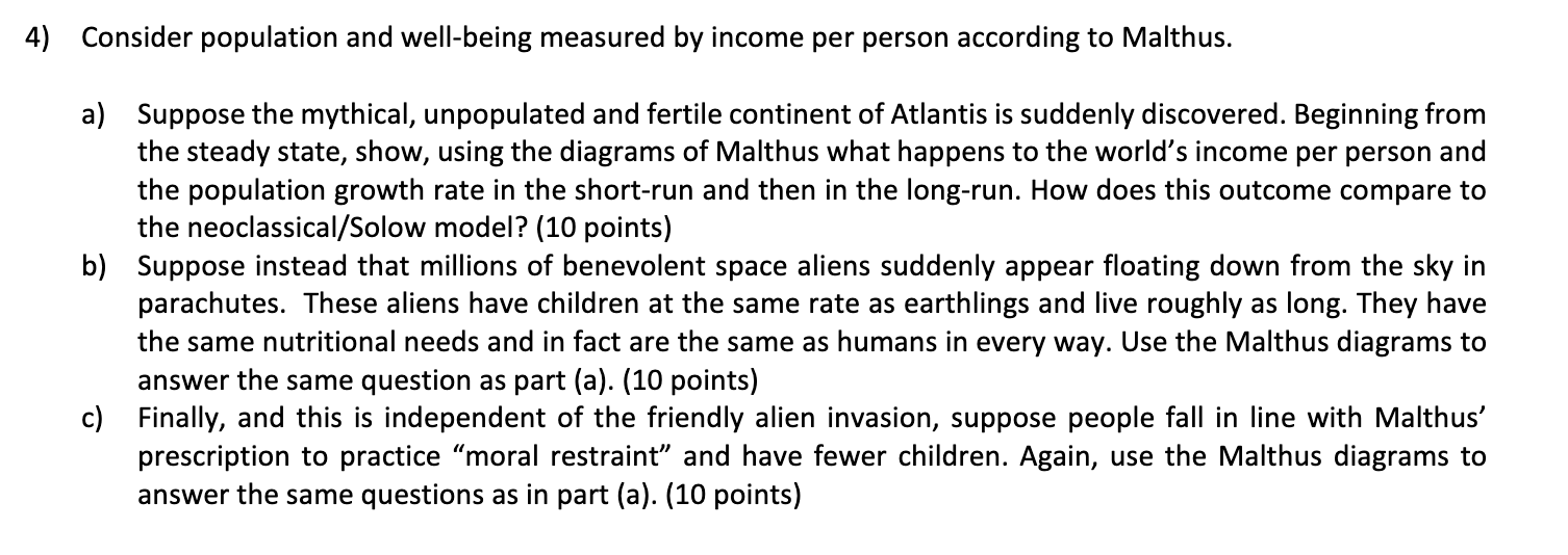 Solved 4) ﻿Consider population and well-being measured by | Chegg.com