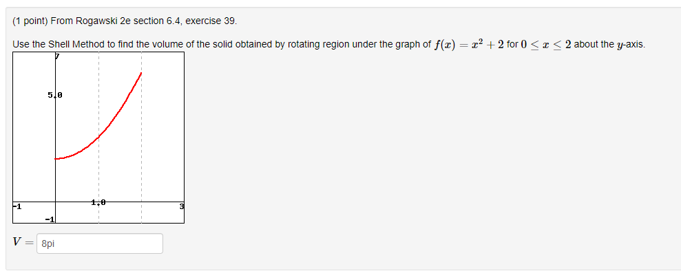 Solved (1 point) From Rogawski 2e section 6.4, exercise 39. | Chegg.com