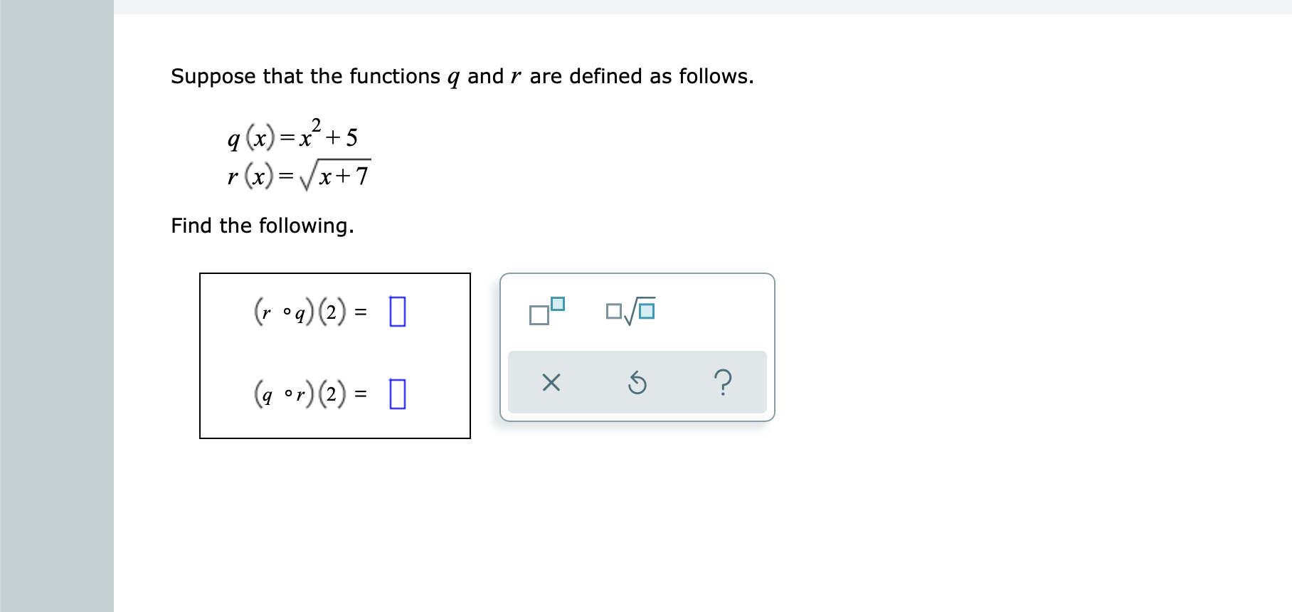 Solved Suppose that the functions q and r are defined as | Chegg.com