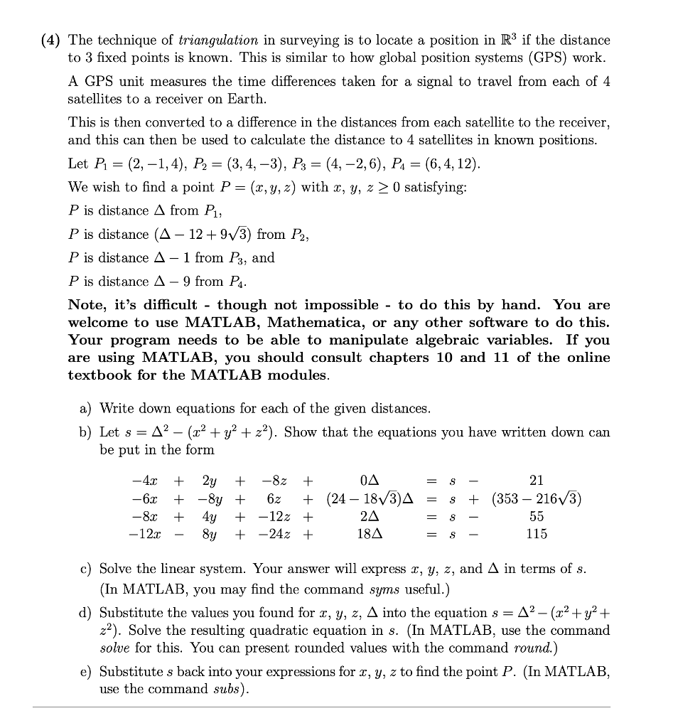 (4) The technique of triangulation in surveying is to | Chegg.com