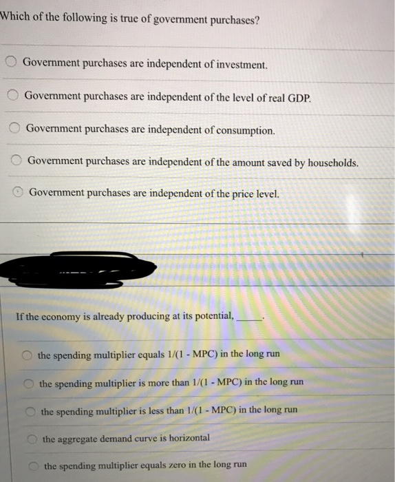 Solved Which of the following is true of government | Chegg.com