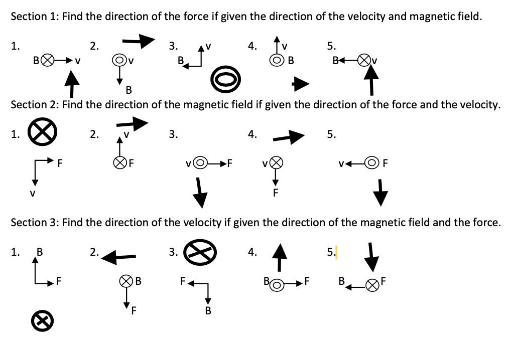 Solved Section 1: Find the direction of the force if given | Chegg.com