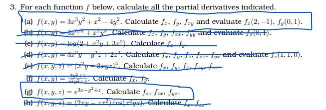 Solved 3. For each function f below, calculate all the | Chegg.com