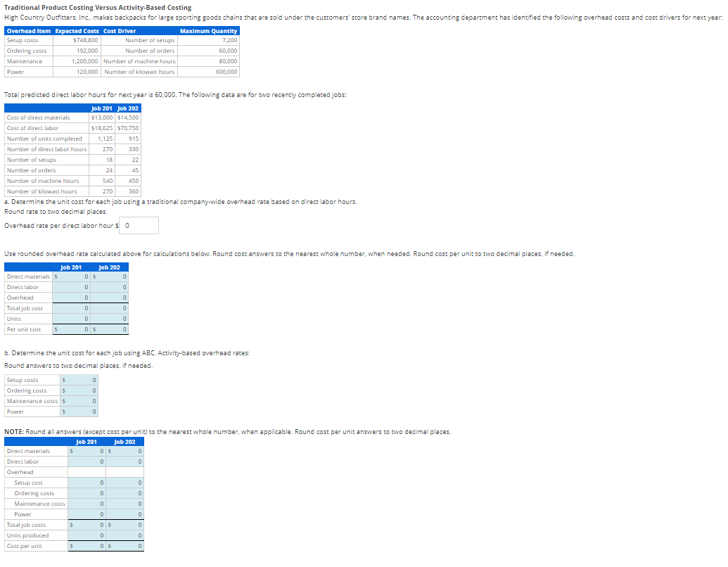 Solved a. Determine the unit cost for each job using a | Chegg.com