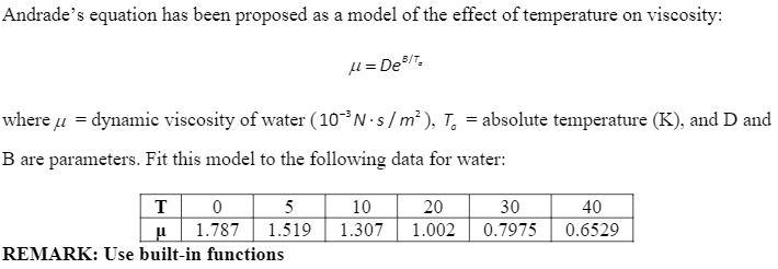 Solved Andrade's equation has been proposed as a model of | Chegg.com