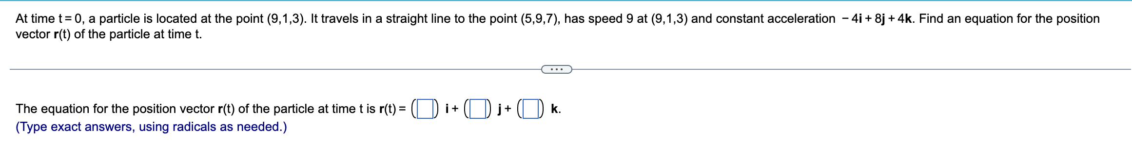 Solved At time t=0, a particle is located at the point | Chegg.com