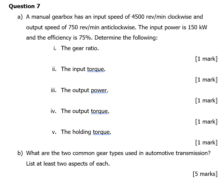 Solved A manual gearbox has an input speed of 4500 rev/min | Chegg.com