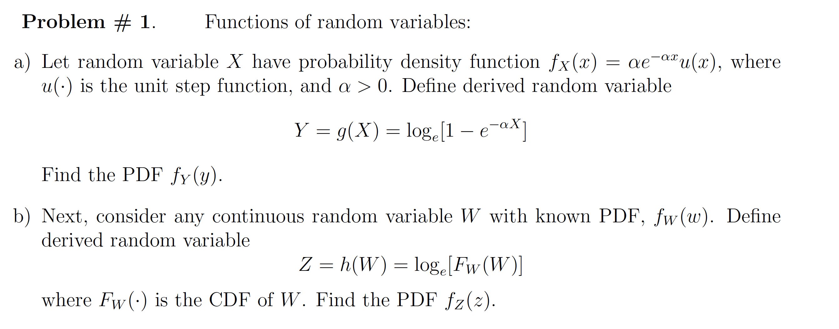 Solved Problem # 1. Functions of random variables:a) Let | Chegg.com Solved Problem # 1. Functions of random variables:a) Let | Chegg.com