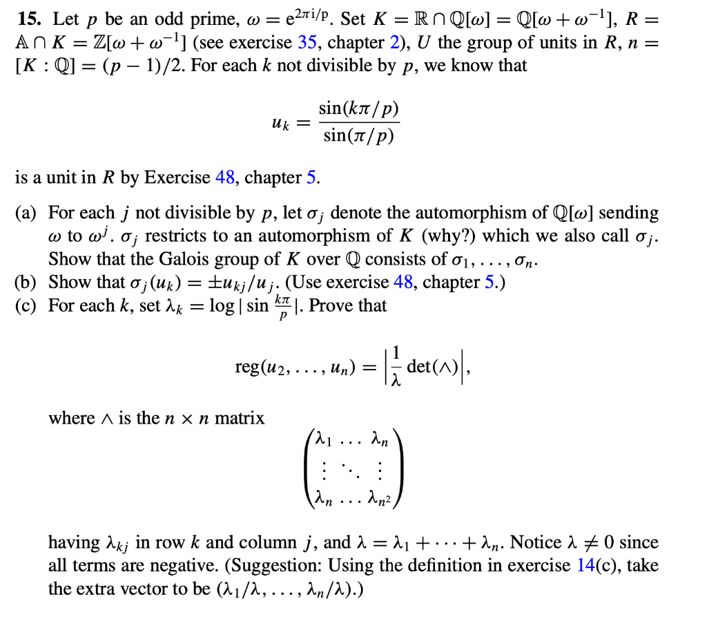 15. Let p be an odd prime, ω=e2πi/p. Set | Chegg.com