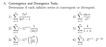 Solved Convergence and Divergence tests (p series, geometric | Chegg.com