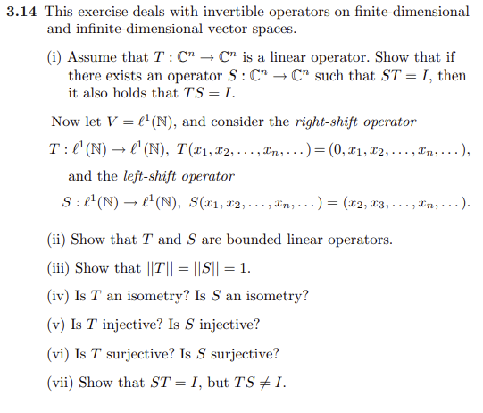 Solved a 3.14 This exercise deals with invertible operators | Chegg.com