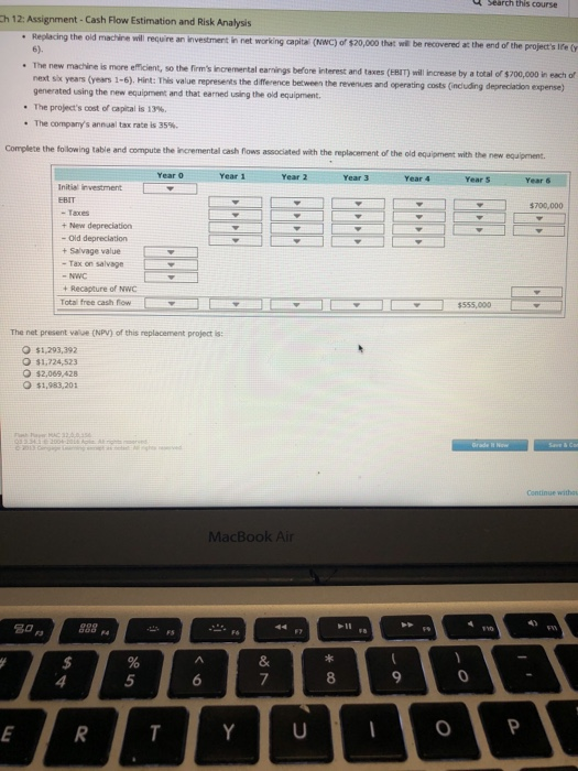 Solved i t Ch 12: Assignment Cash Flow Estimation and Risk | Chegg.com