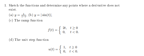 Solved 1. Sketch the functions and determine any points | Chegg.com